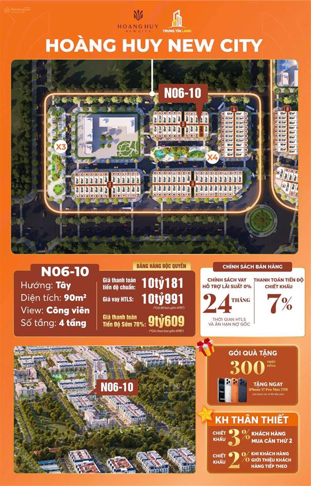 Căn liền kề 90m2 view công viên giá gốc khu đô thị hoàng huy newcity ...